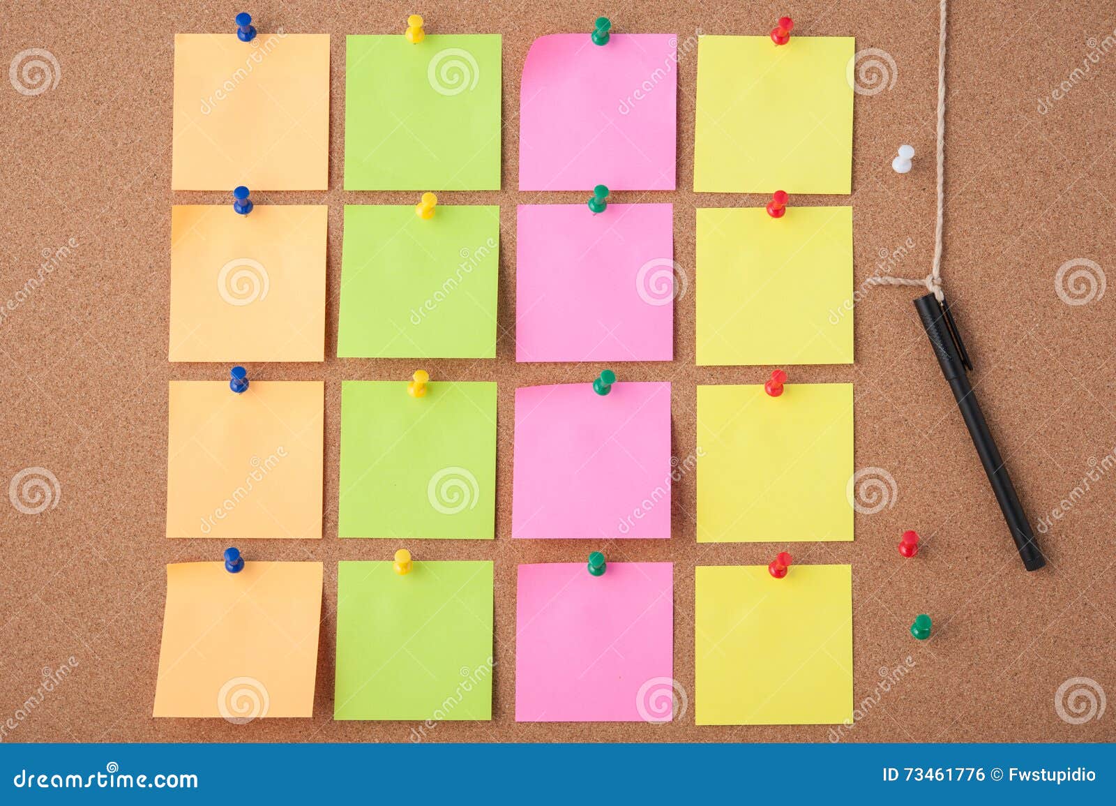 Paper and Pen on Cork Board for Text and Background Stock Photo - Image ...