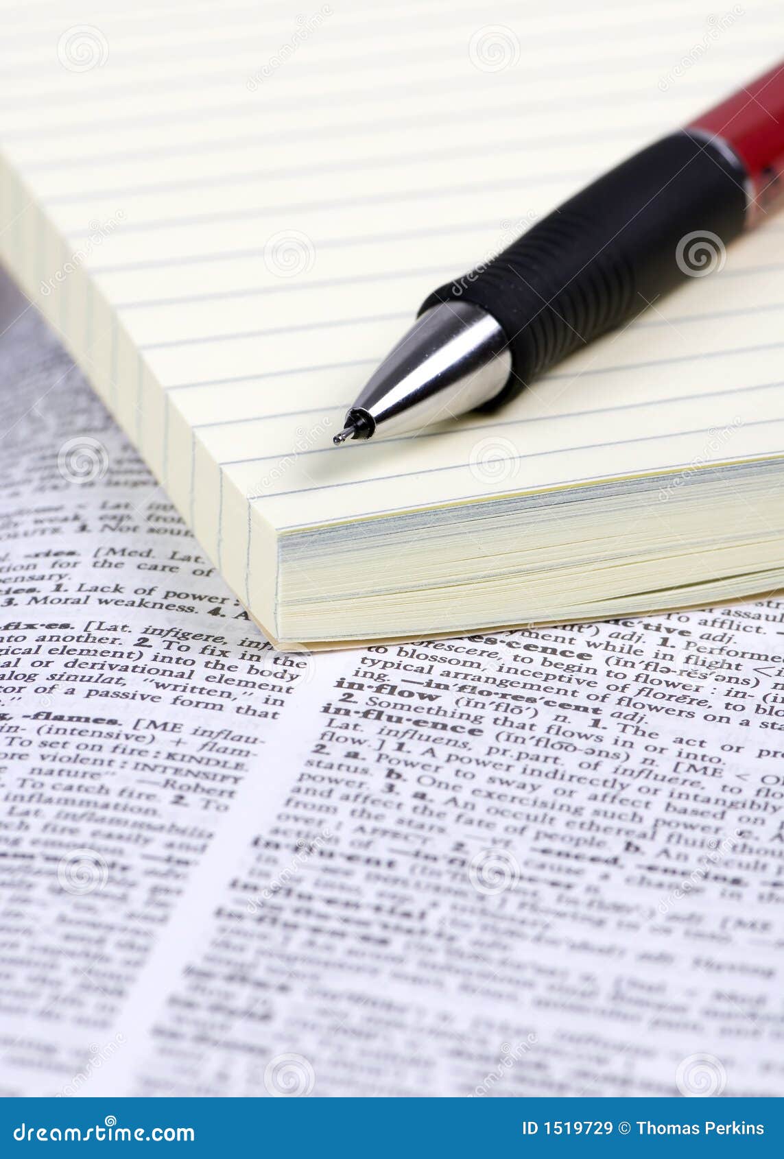 Paper and Pen on Dictionary Stock Image - Image of mark, object: 1519729