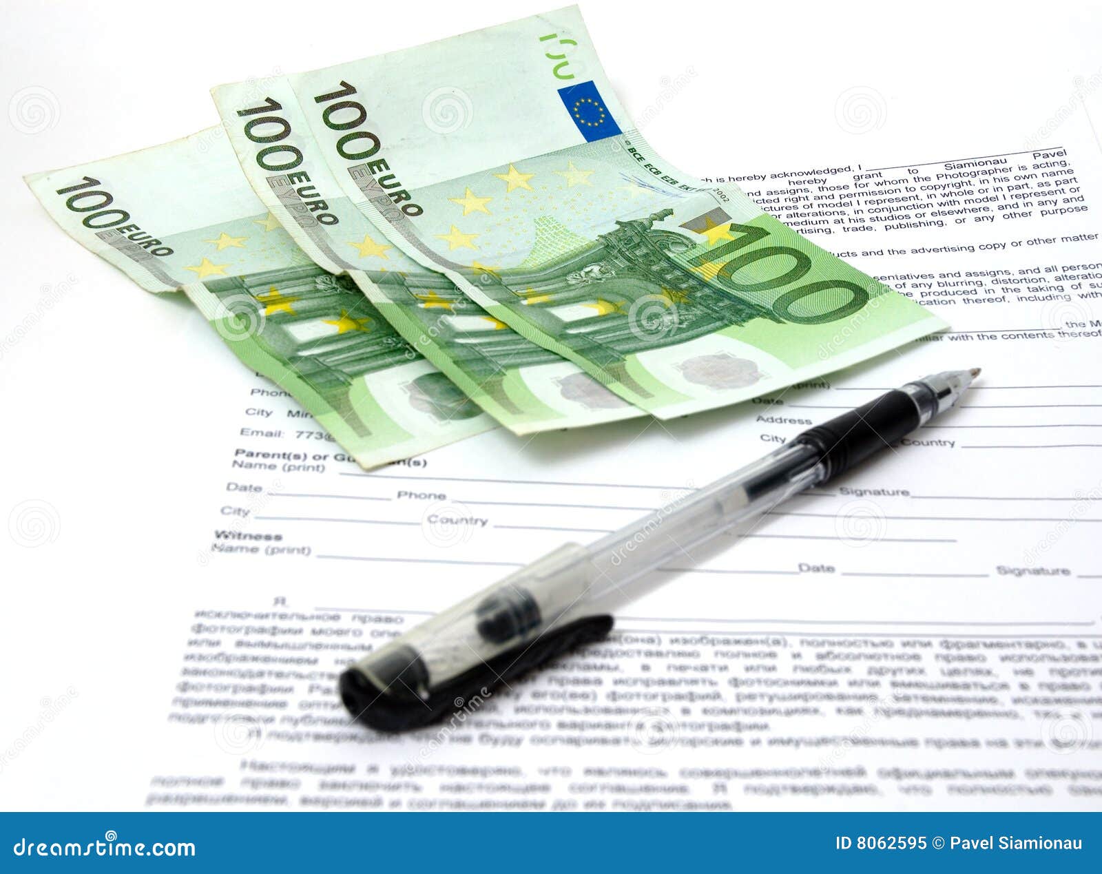 Paper, pen and money stock image. Image of signature, sign - 8062595