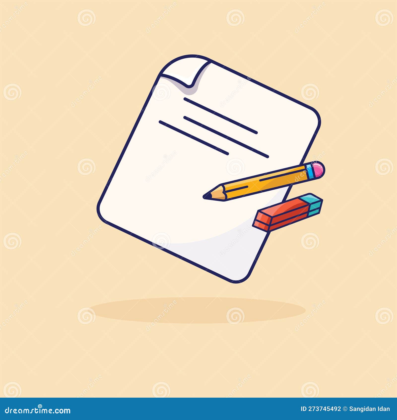 Paper,pencil and Eraser Vector Element Cartoon Design Template Stock ...