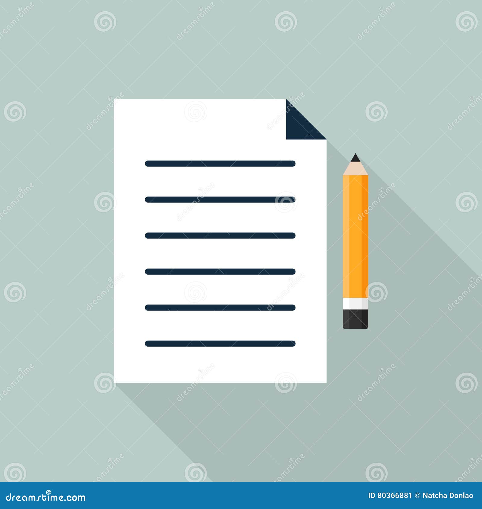Paper and Pencil Icon Flat Design Stock Illustration - Illustration of ...