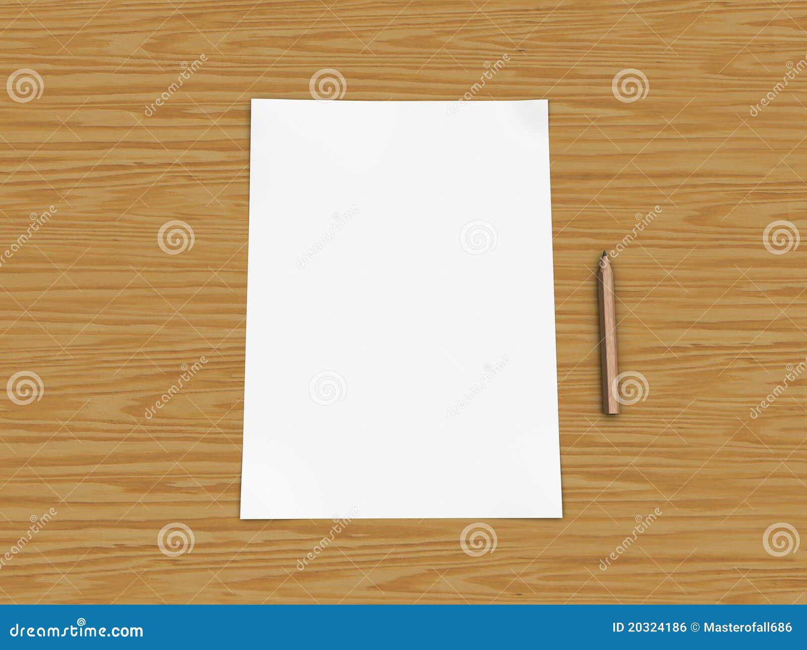 Paper and Pencil on Wooden Table Stock Illustration - Illustration of ...