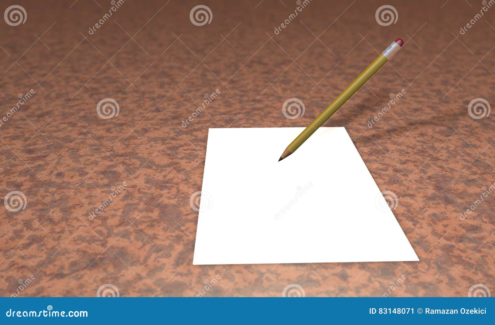 A4 Paper and Pencil Work on Patterned Floor Stock Illustration ...