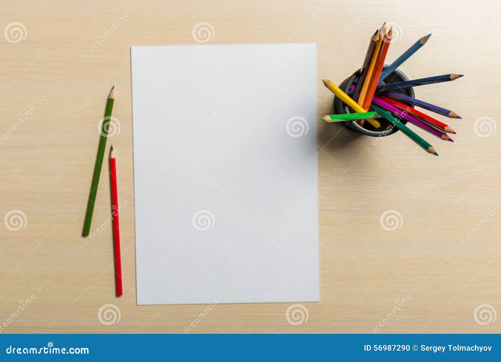 Paper with pencils stock photo. Image of draft, blank - 56987290