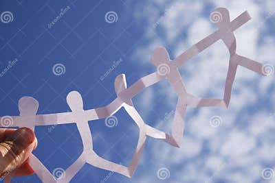 Paper People Chain stock image. Image of women, clouds - 598749