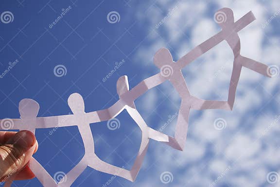 Paper People Chain stock image. Image of women, clouds - 598749