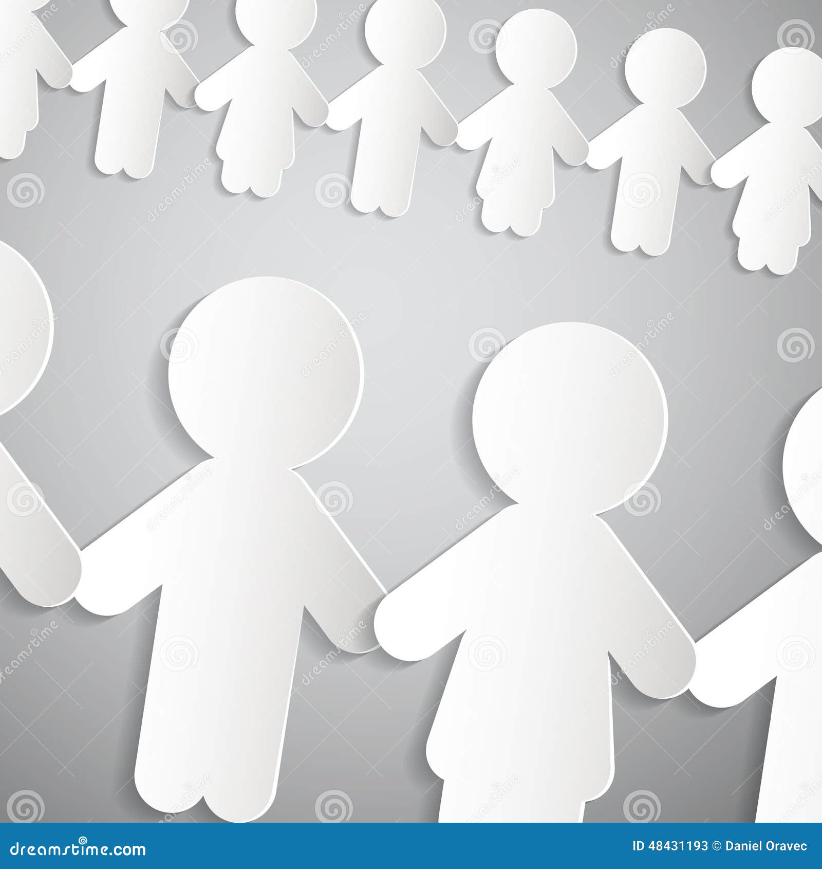 Paper People Chain Vector Background Stock Illustration - Illustration ...
