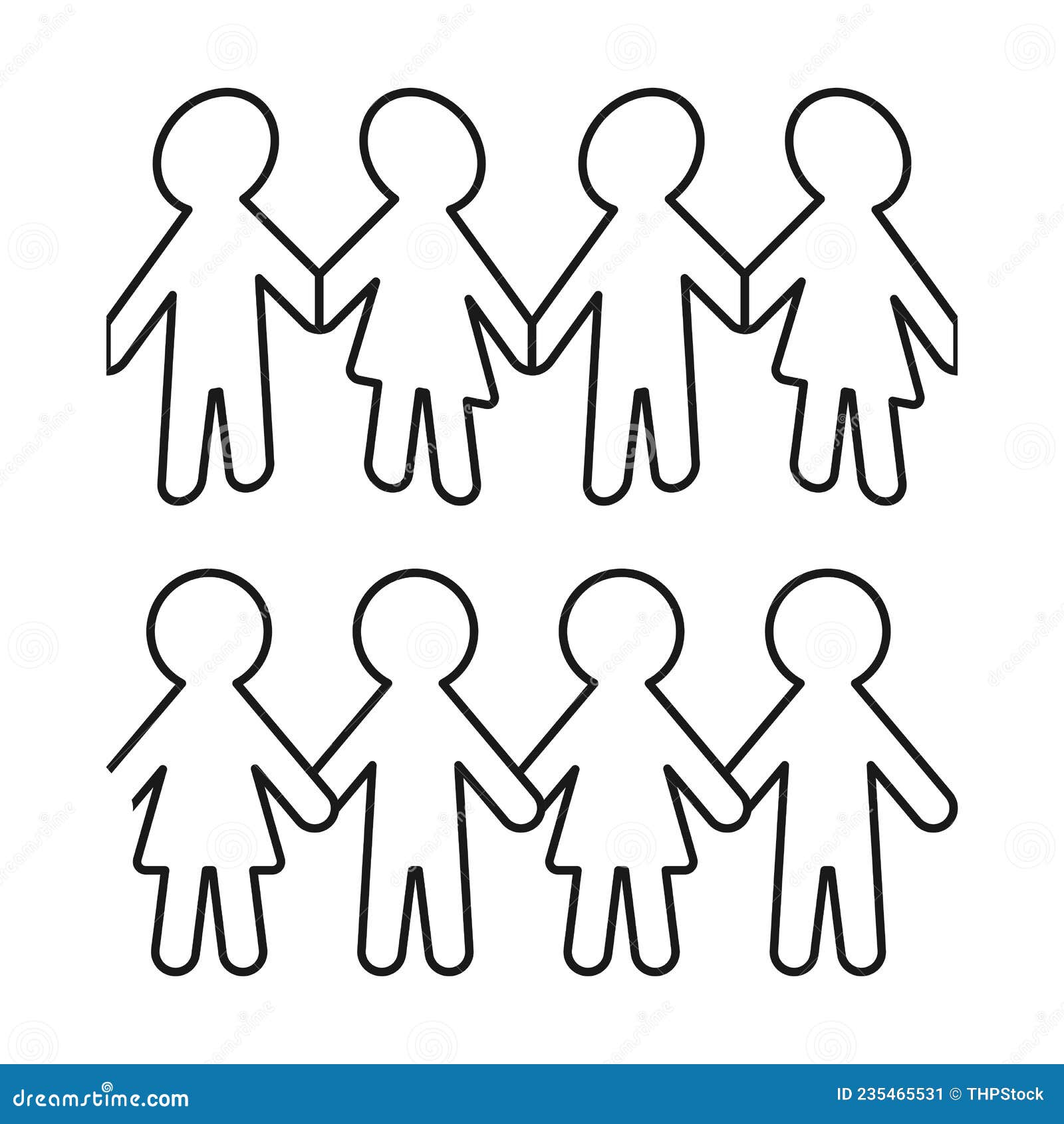 Paper People Chain Vector Set Stock Vector - Illustration of design ...