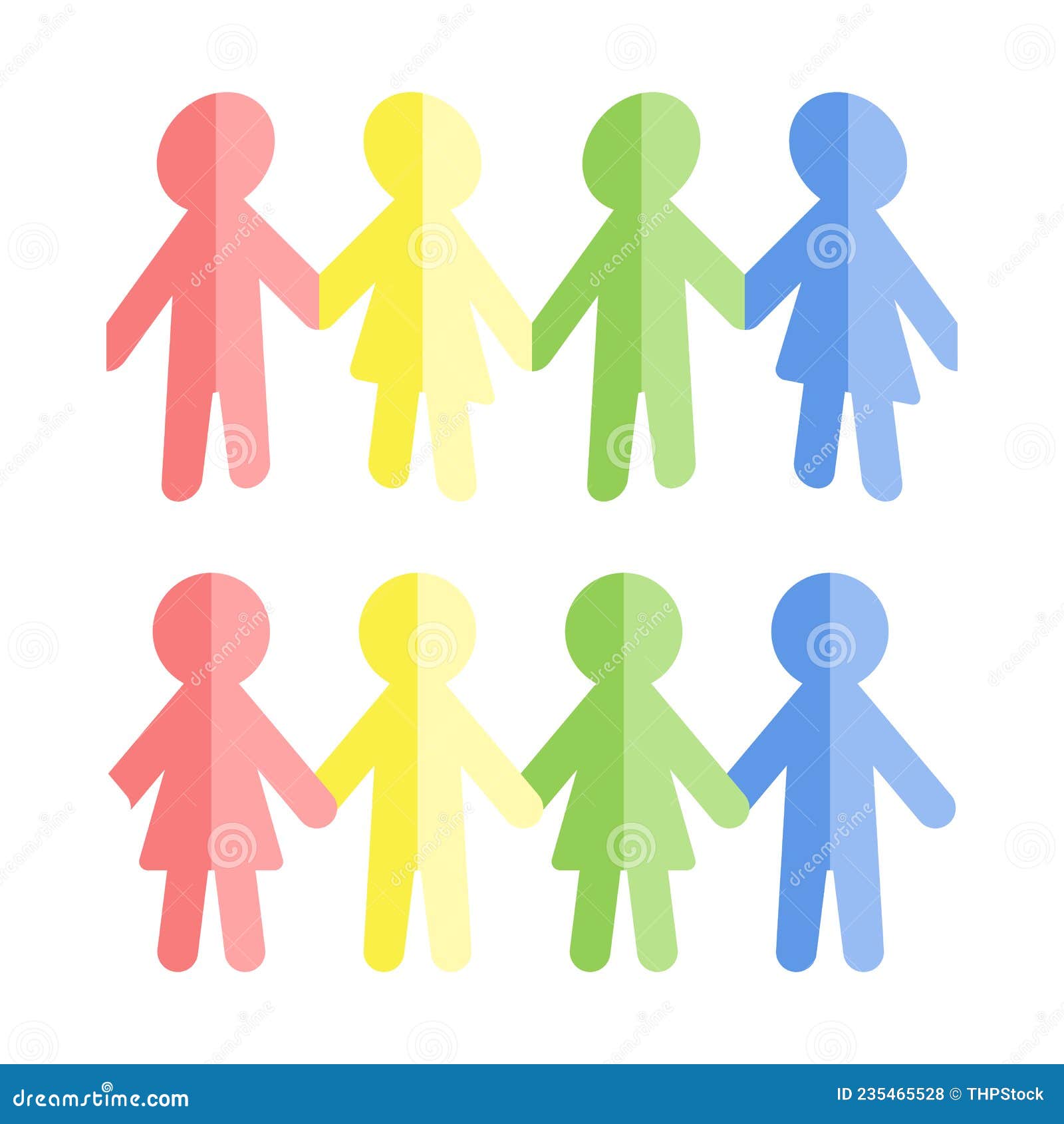 Paper People Chain Vector Set Stock Vector - Illustration of people ...