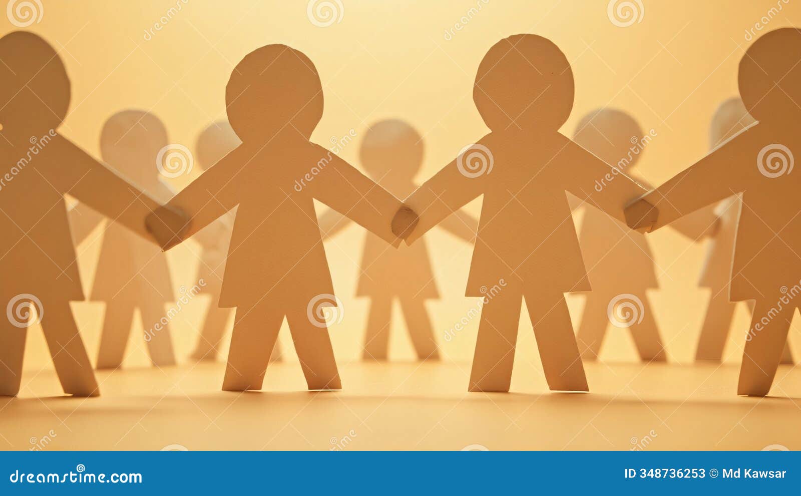 Paper People Holding Hands in Arch Shape, Unity and Teamwork Concept ...