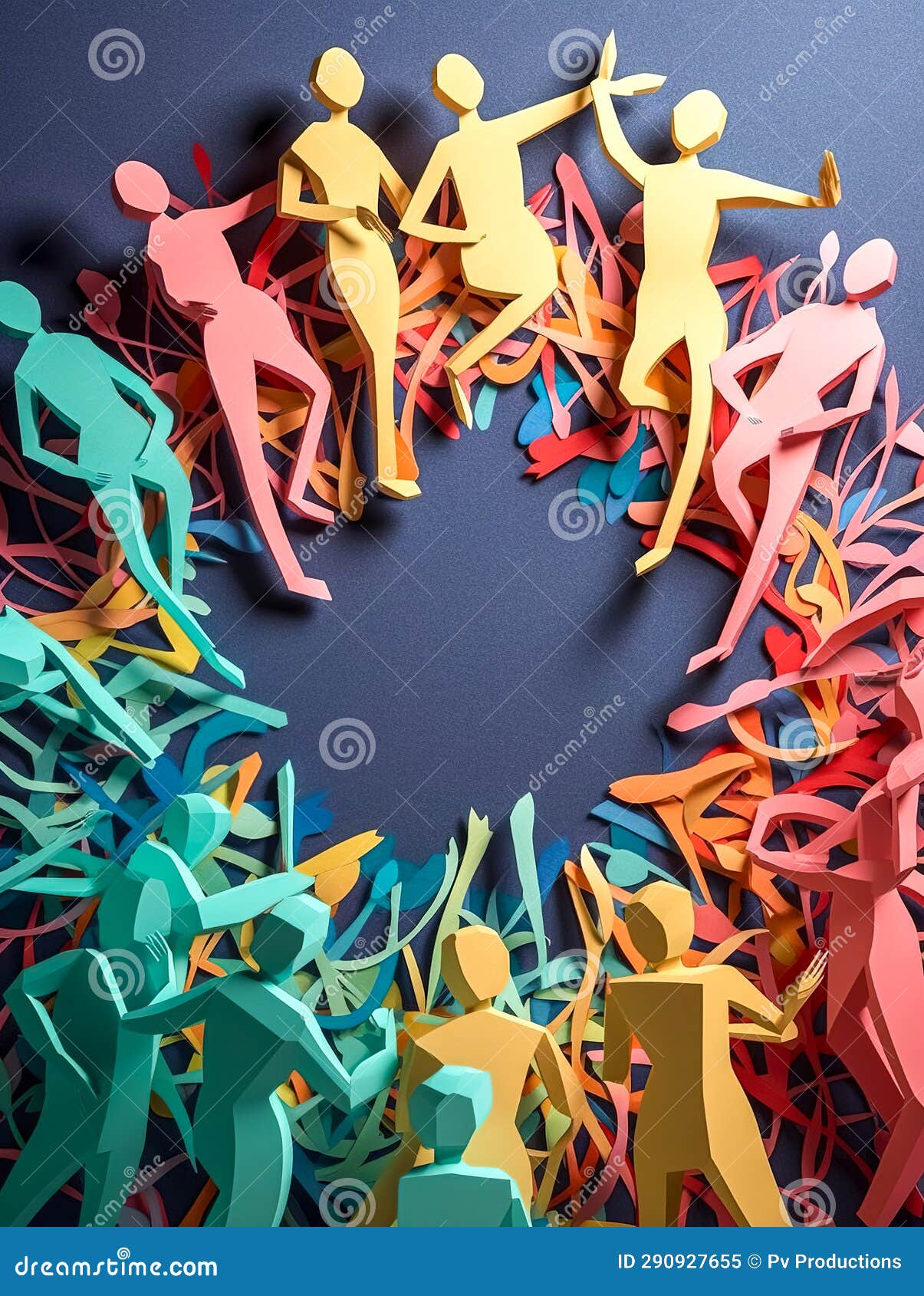 Paper People Holding Hands, Unity Concept, Generative AI. Stock Image ...