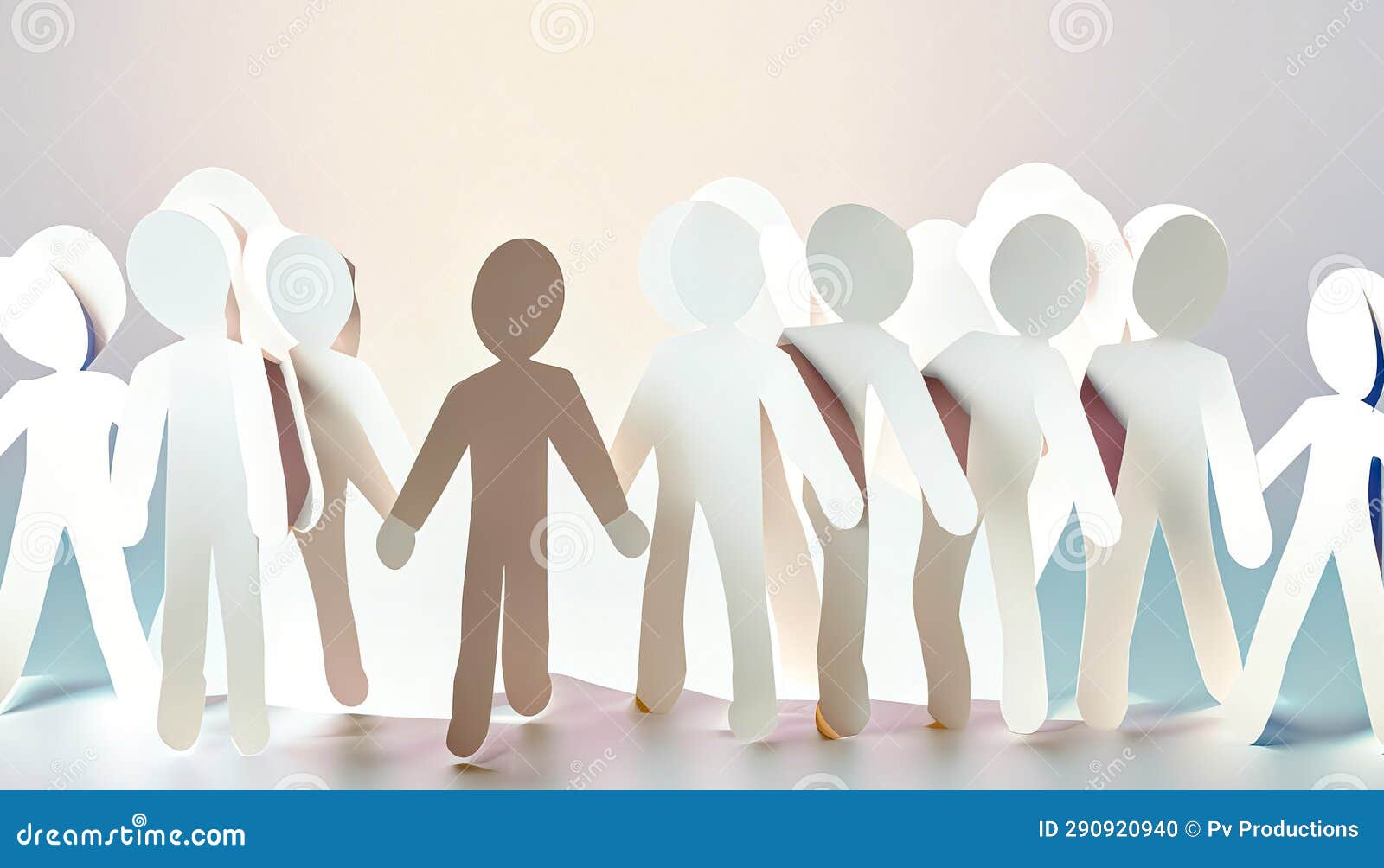 Paper People Holding Hands, Unity Concept, Generative AI. Stock Photo ...