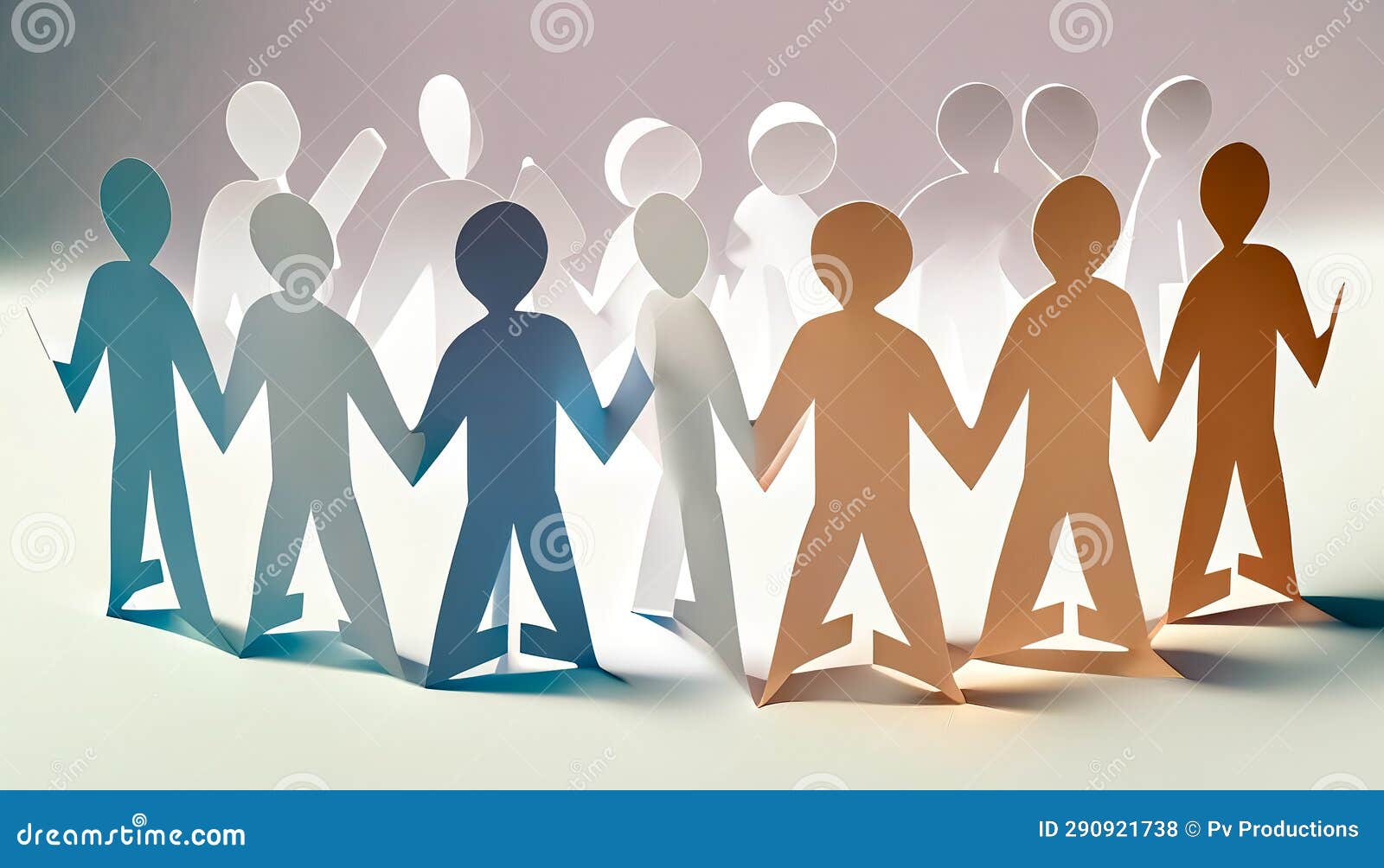 Paper People Holding Hands, Unity Concept, Generative AI. Stock Photo ...