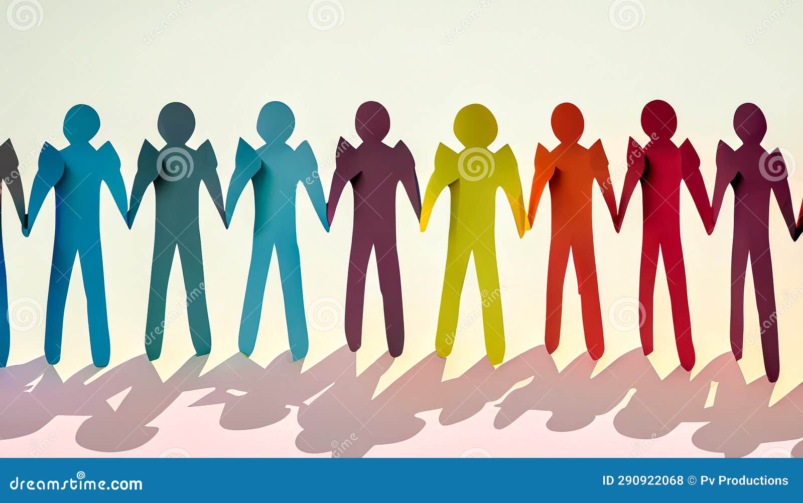 Paper People Holding Hands, Unity Concept, Generative AI. Stock Photo ...