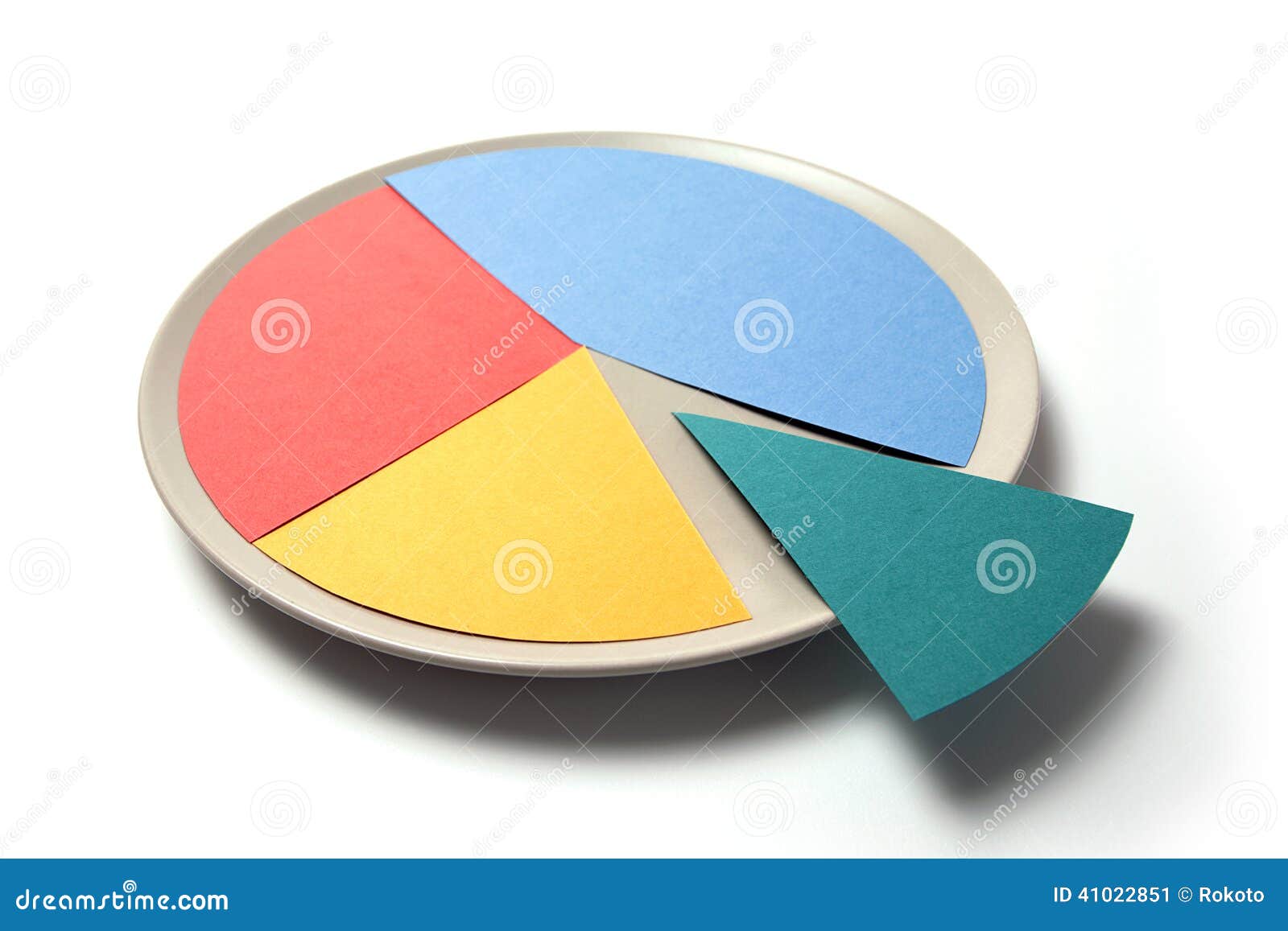 Paper pie chart on a plate stock image. Image of distribution - 41022851