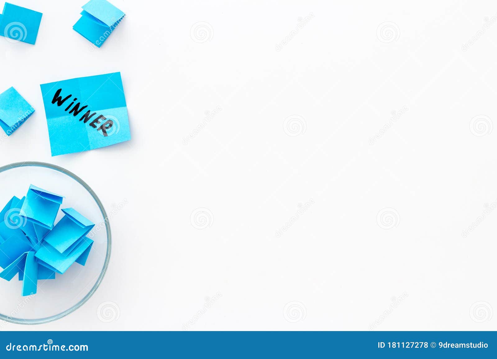 Paper Pieces - Random Winner Selection - White Desk Top-down Copy Space ...