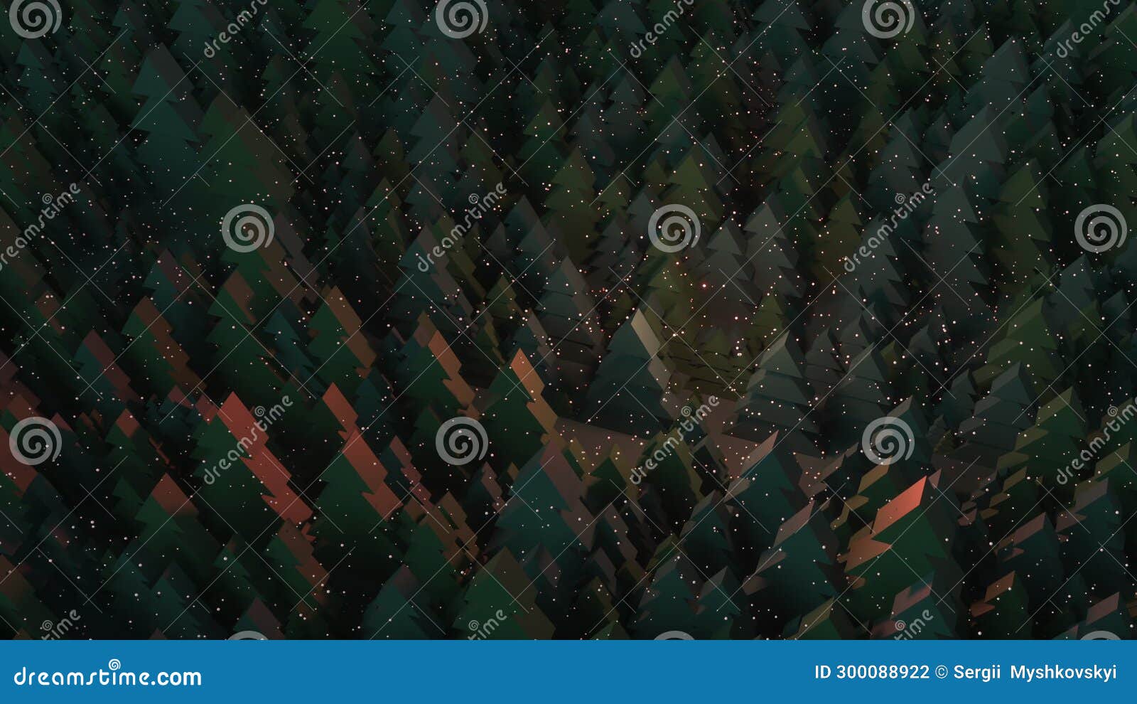 Paper Pine Forest at Night Under the Snow in Neon Light. Stock Footage ...