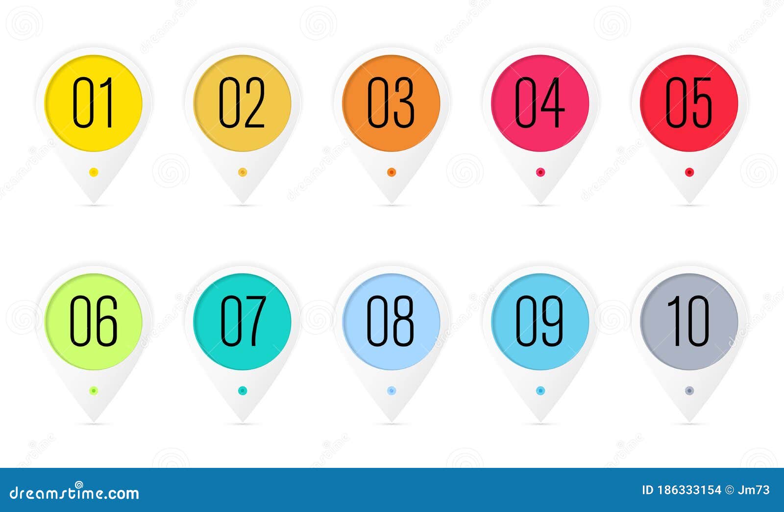 Paper Pins in Different Colors with 1-10 Numbers Stock Vector ...