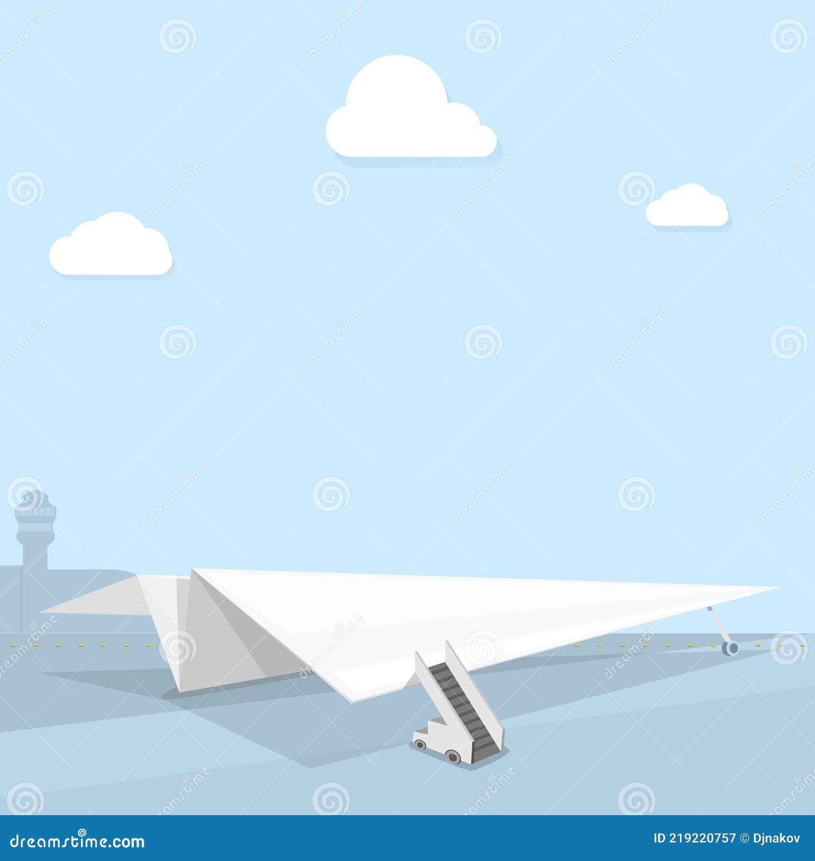 Paper Plane on Airport Runway Stock Vector - Illustration of airport ...