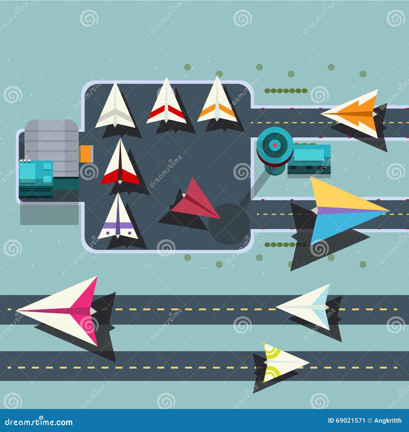 Paper Plane and Airport in Various Colour - Stock Illustration ...