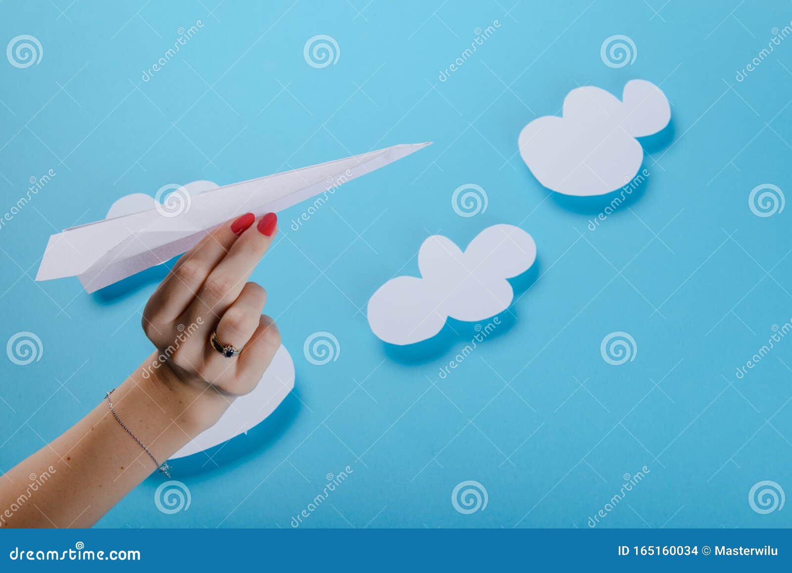Paper Plane, Blue Background Stock Photo - Image of background, cloud ...
