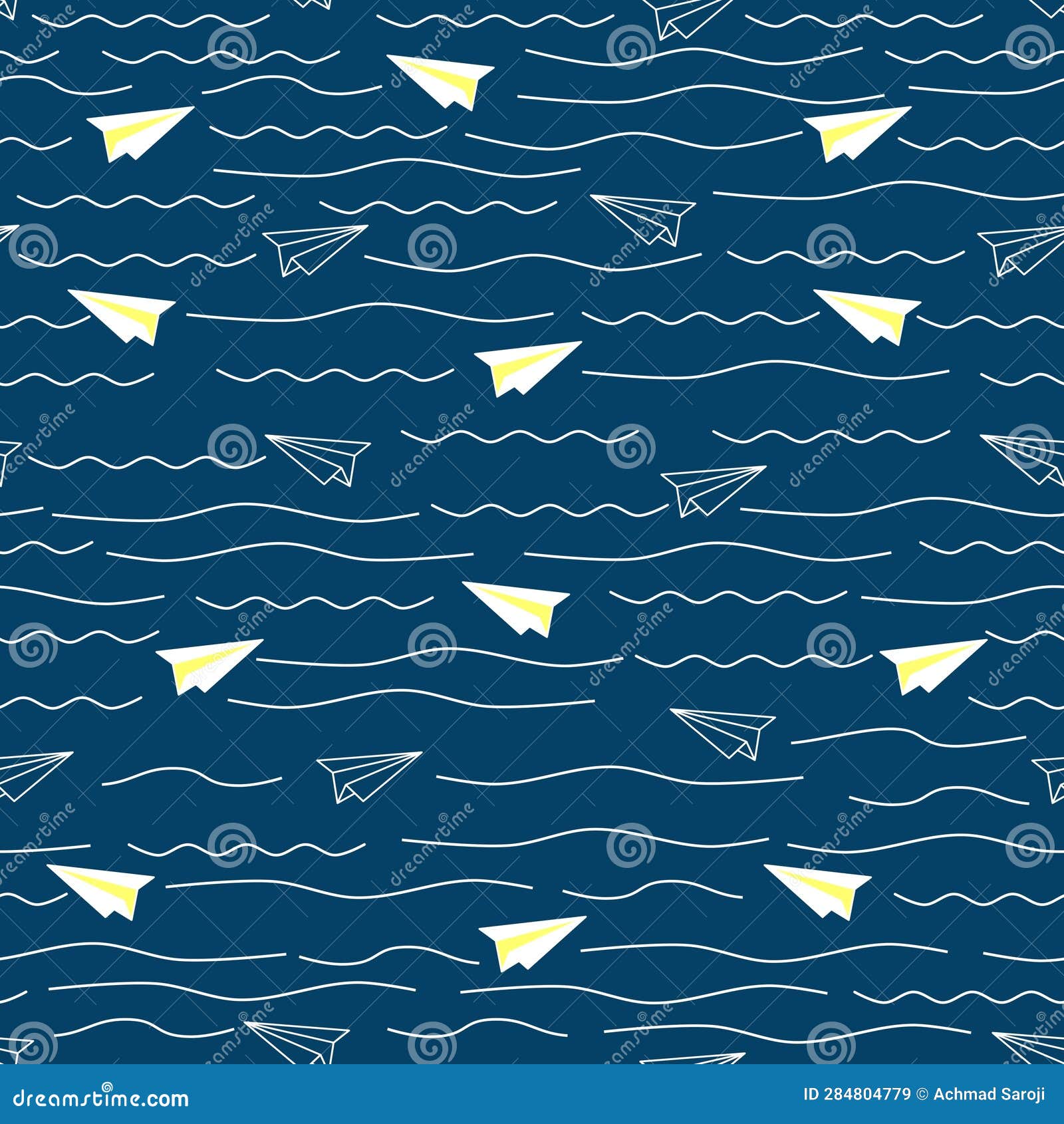 Paper Plane Blue Seamless Design Pattern for Kids Stock Vector ...