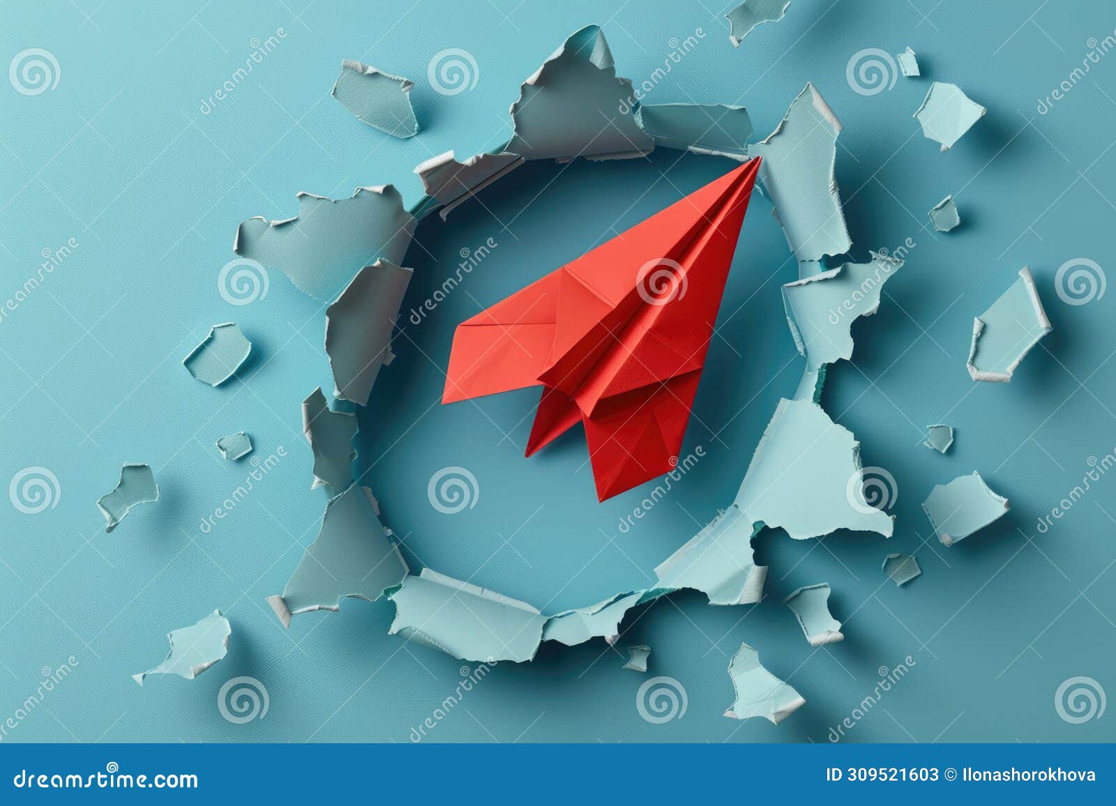 Paper Plane Breaking through Obstacle on Blue Background , Ai Generated ...