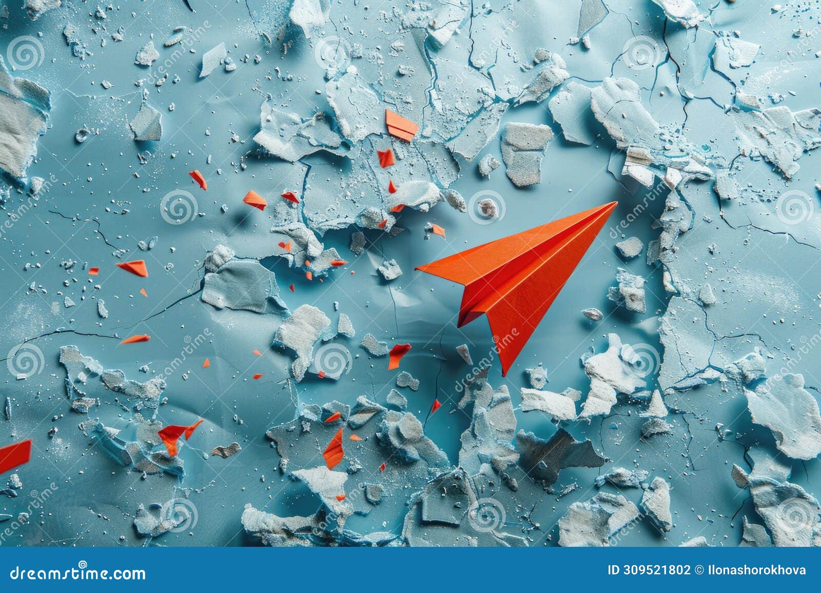 Paper Plane Breaking through Obstacle on Blue Background , Ai Generated ...