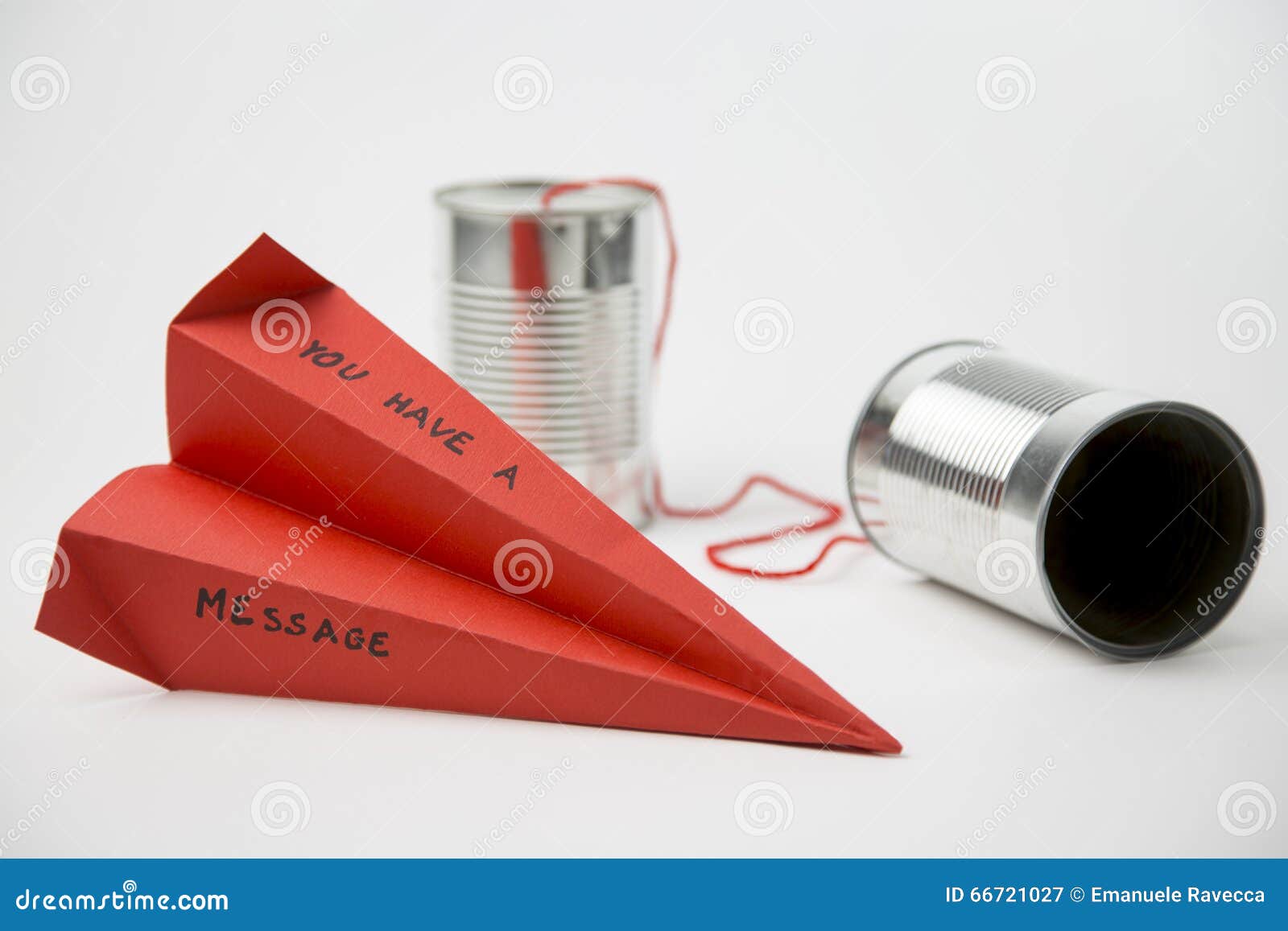 Paper Plane and Cans for a Simple Communication Stock Image - Image of ...
