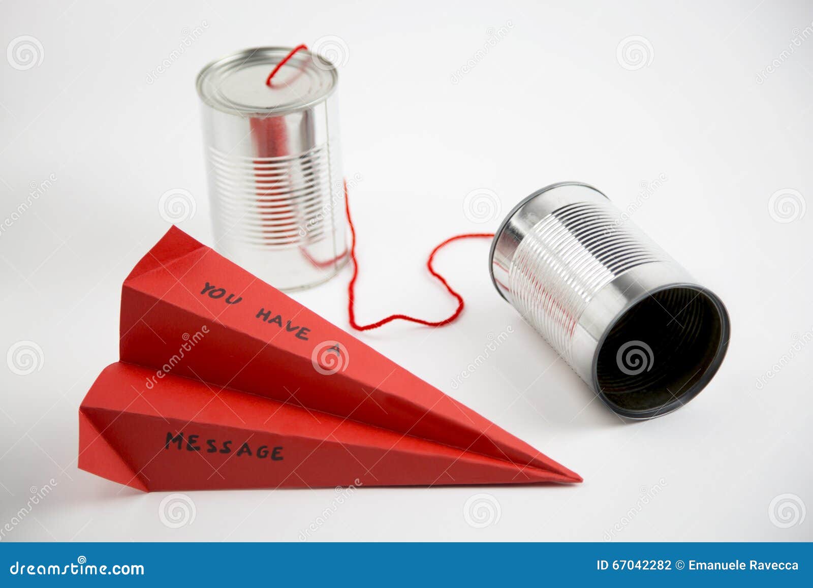 Paper Plane and Cans for a Simple Communication Stock Photo - Image of ...