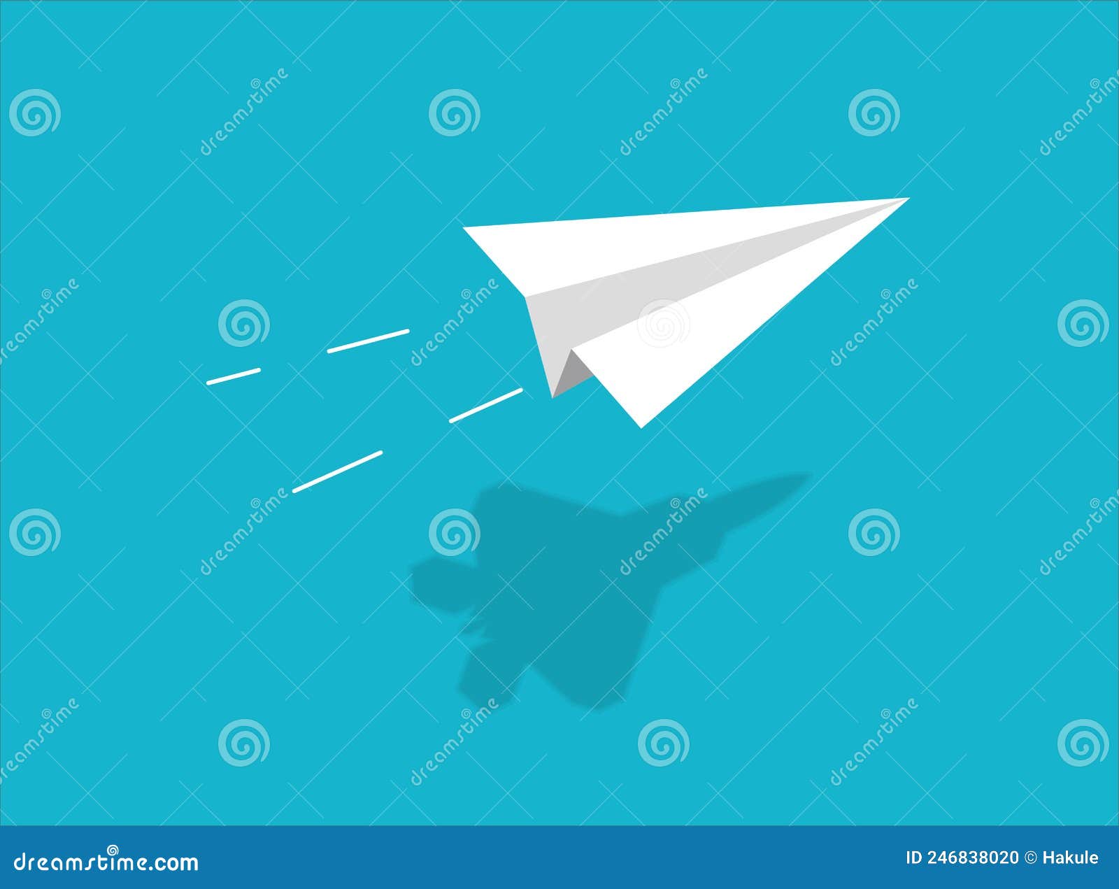 Paper Plane Casting Shadow Jet Fighter, Vector Illustration Stock ...
