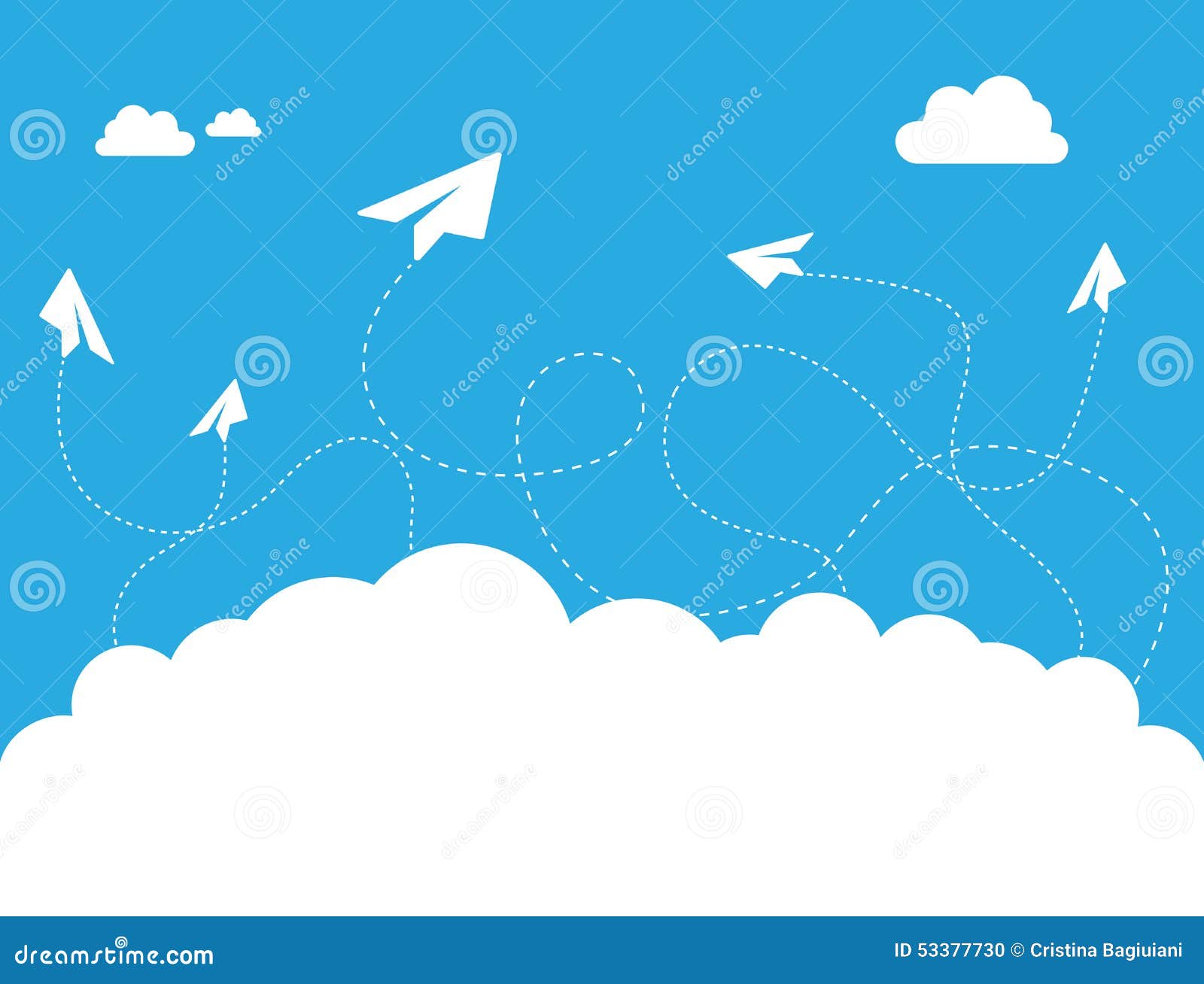 Paper Plane Cloud on Blue Sky Vector Design Concept Stock Vector ...