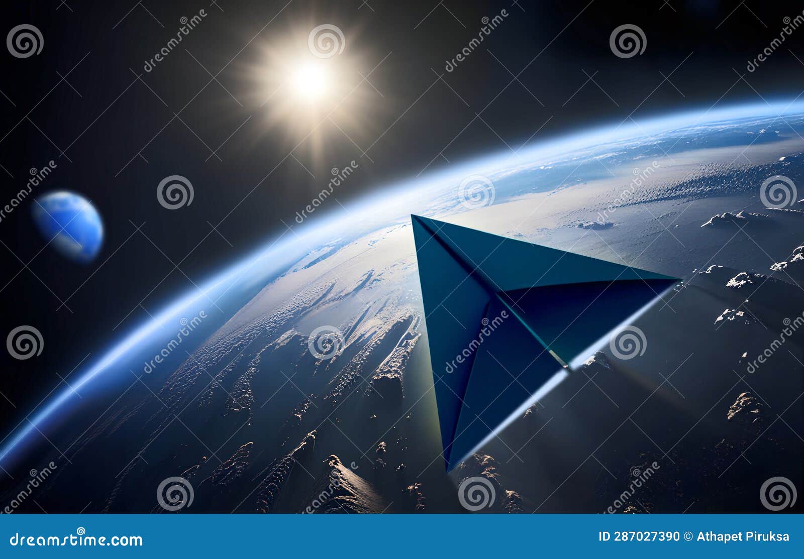 Paper Plane Flies To Explore Blue Planet in Universe, AI Generated ...