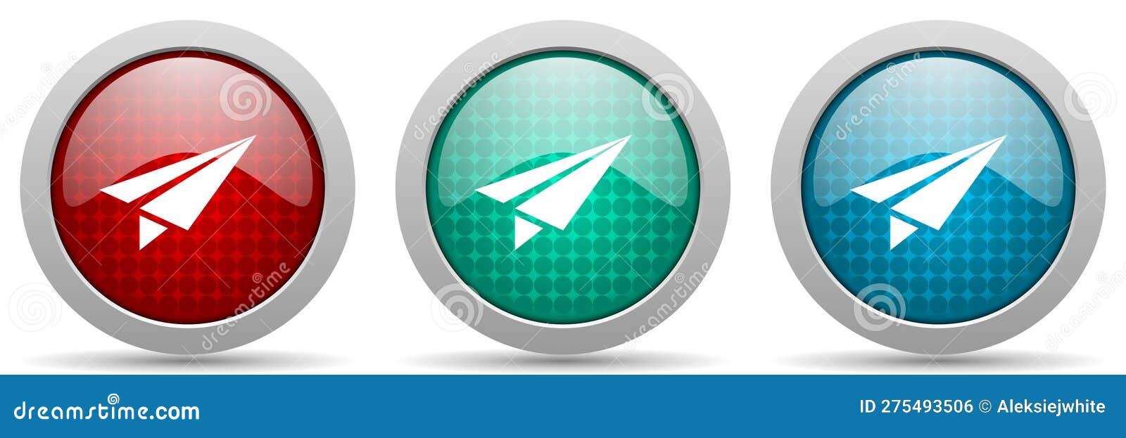 Paper Plane, Fly, Flight, Airplane Vector Icon Set, Glossy Web Buttons ...