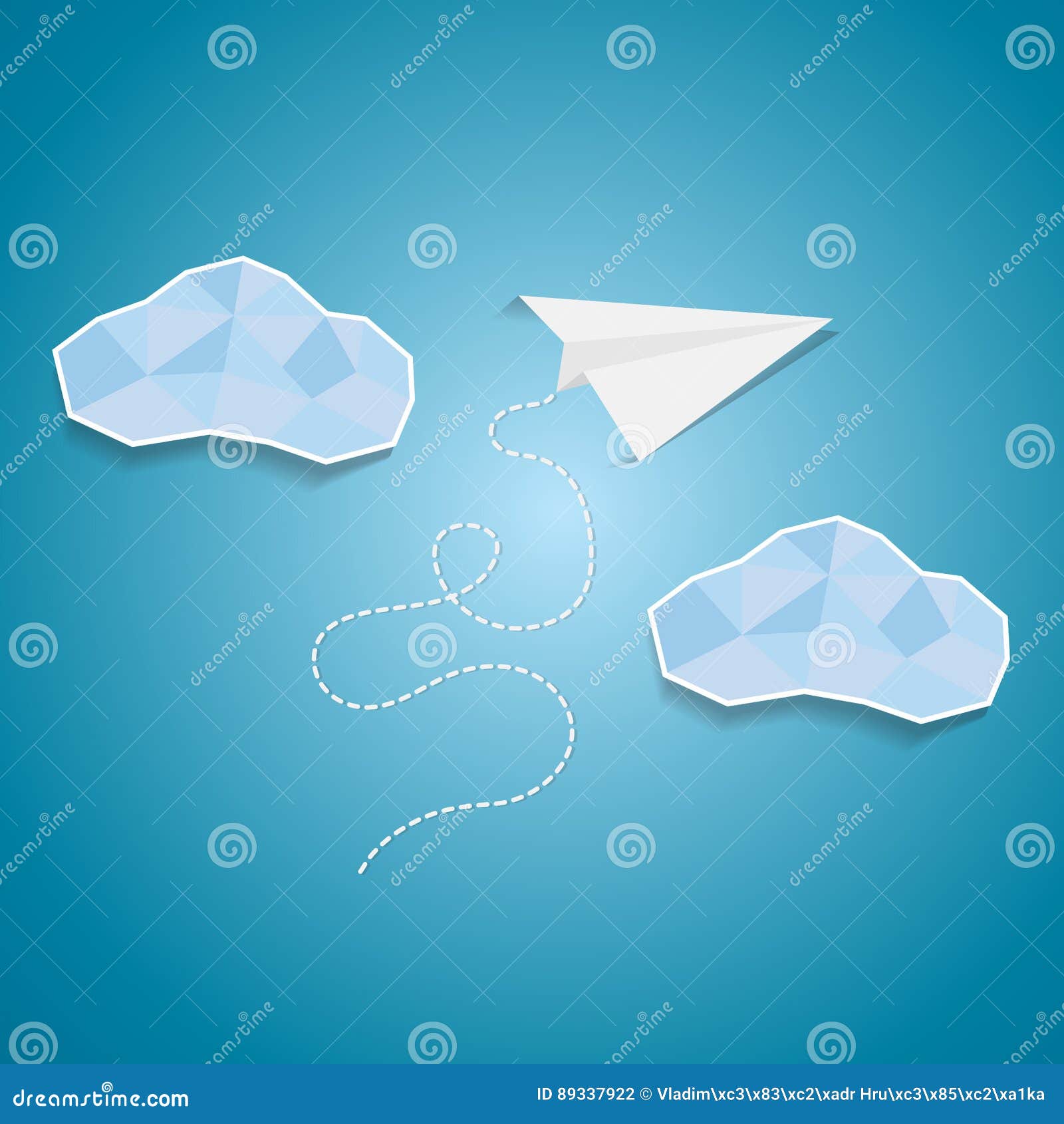 Paper Plane Flying between Clouds.Idea Success Cutout Poster Background ...