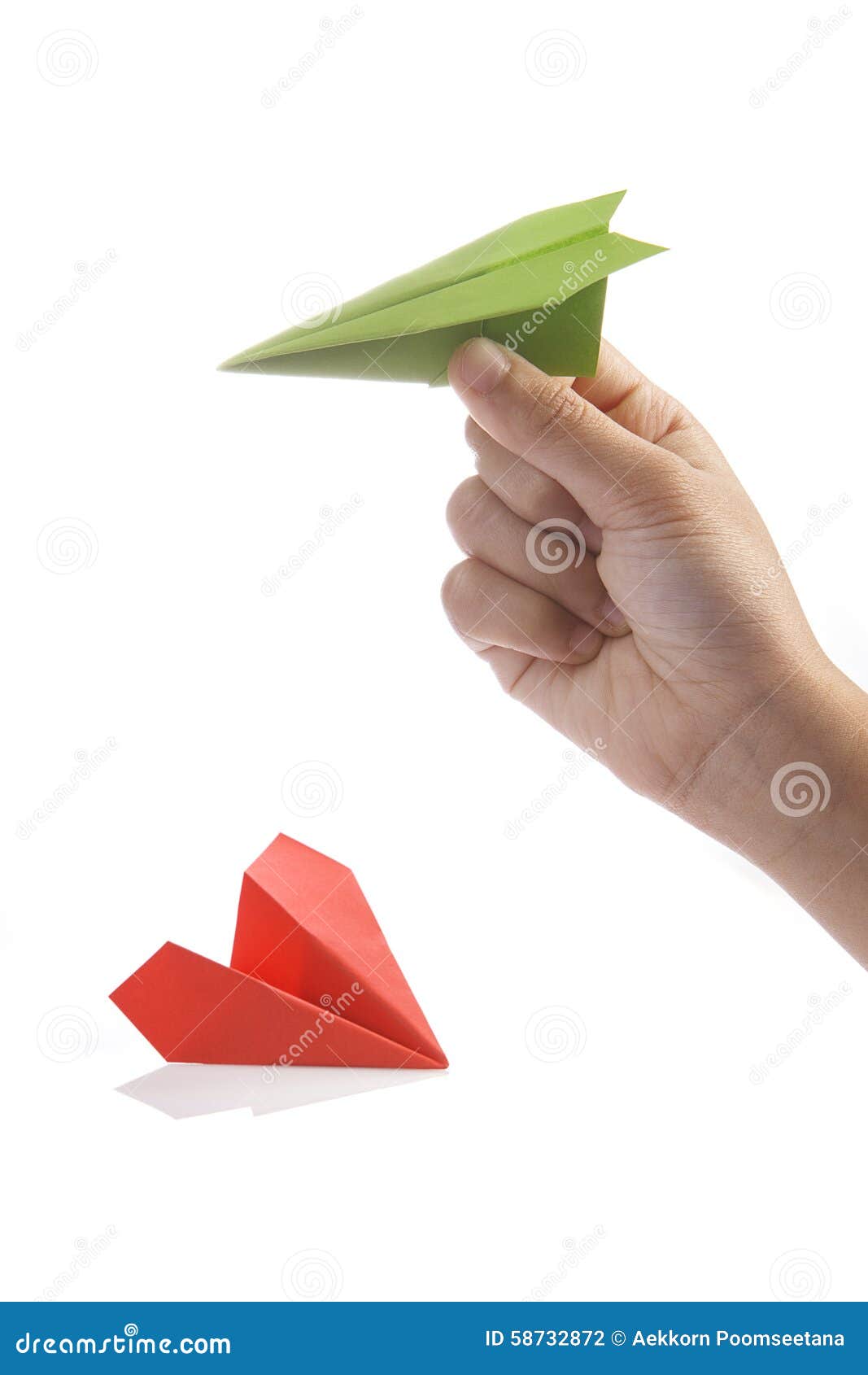 Paper plane in hand. stock photo. Image of self, text - 58732872