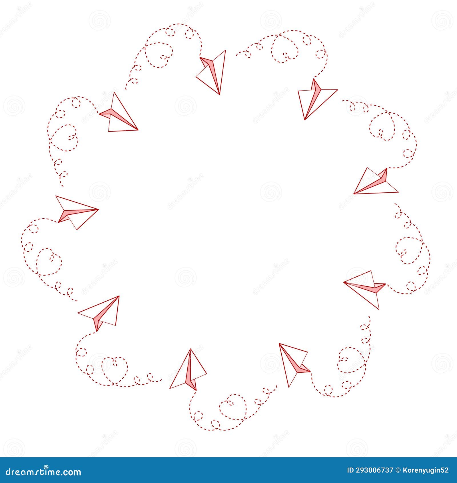 Paper Plane with Heart Shape Track Round Frame Stock Vector ...