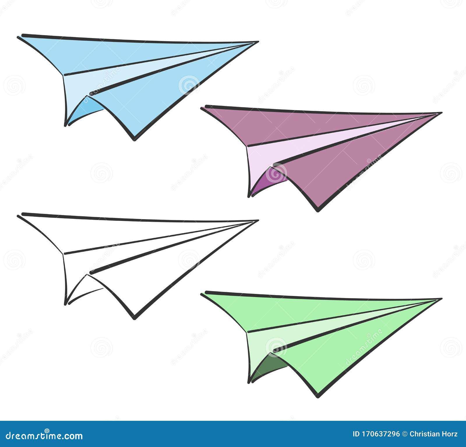 Paper Plane Icon Set, Paper Airplane Doodle Stock Vector - Illustration ...