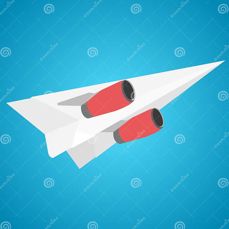 Paper Plane with Jet Engines Flat Vector Illustration Stock Vector ...