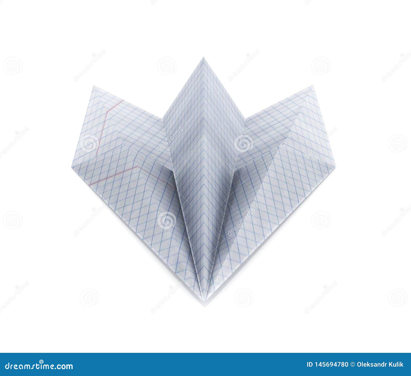 Paper Plane Made with Graph Paper Isolated on White Background Front ...