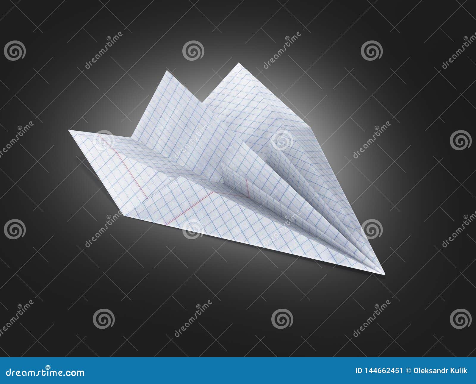 Paper Plane Made With Graph Paper On Black Gradient Background 3d ...
