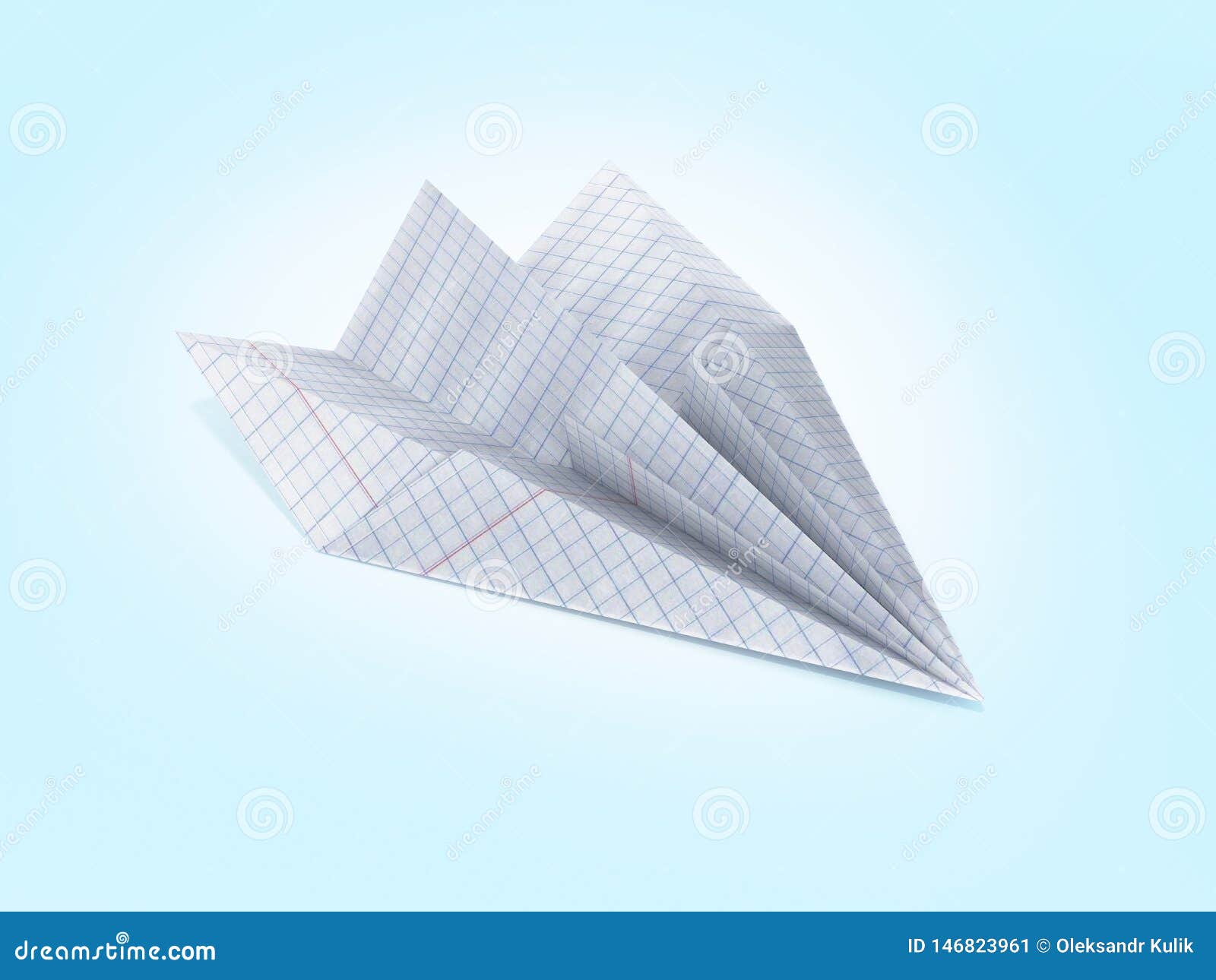Paper Plane Made with Graph Paper on Blue Gradient Background 3d Stock ...