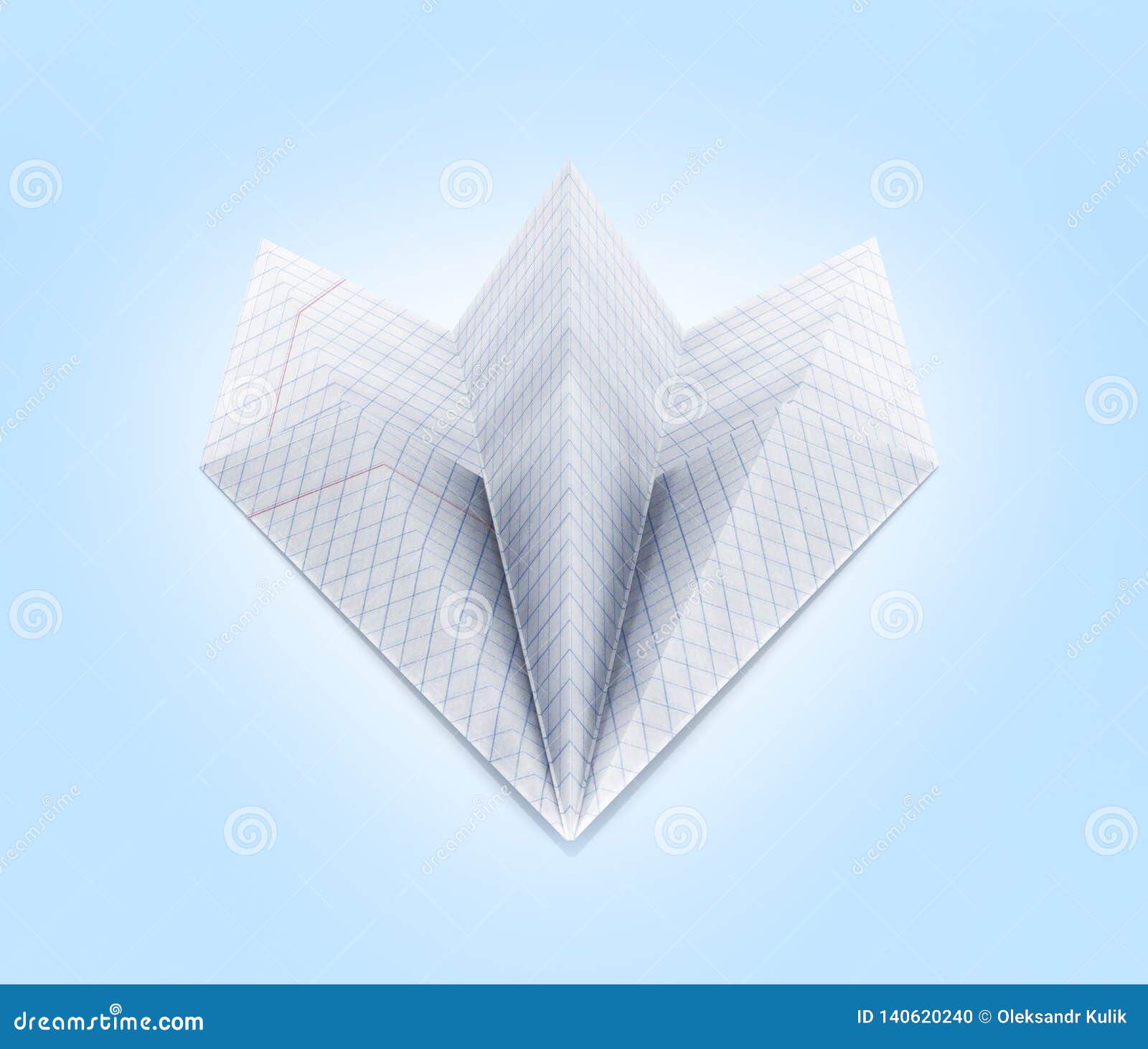 Paper Plane Made with Graph Paper on Blue Gradient Background Front ...