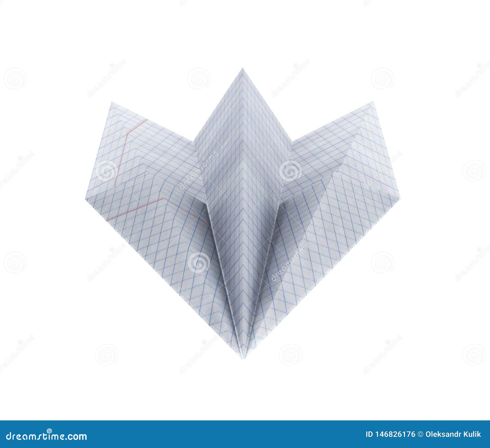 Paper Plane Made with Graph Paper without Shadow on White Background ...