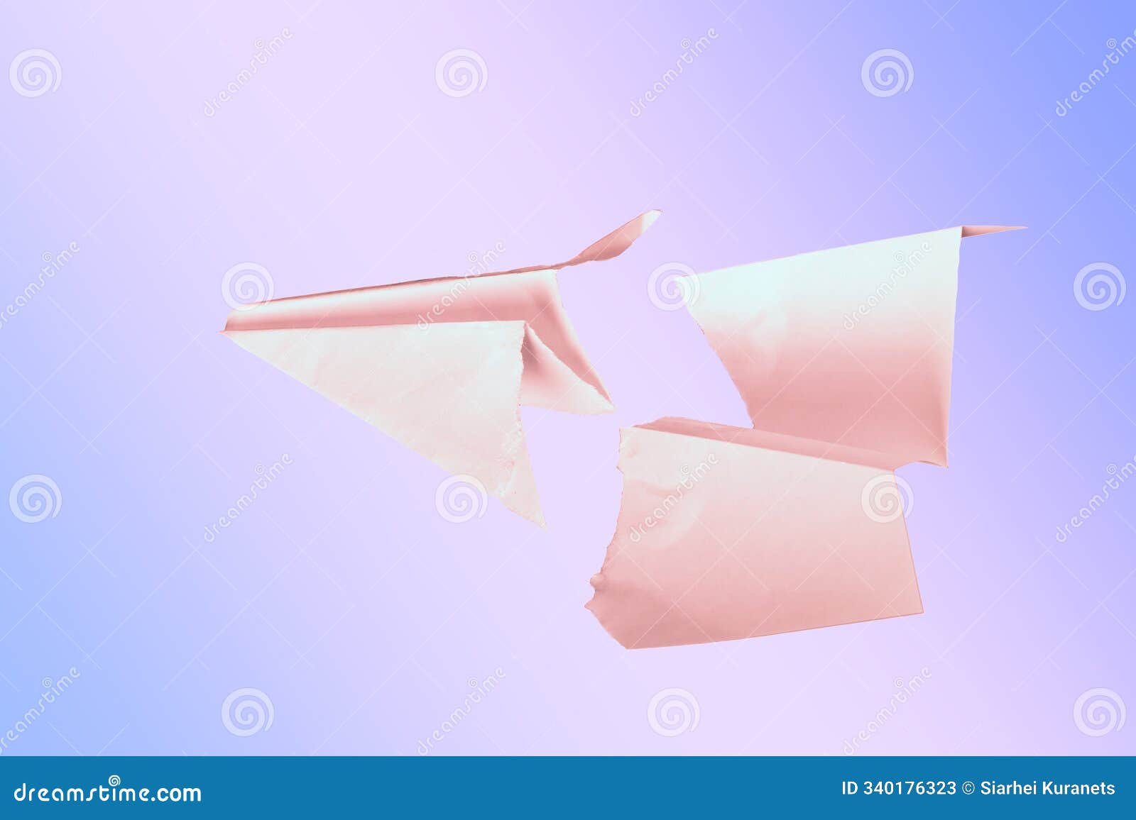 Paper Plane in the Middle it is Torn. Concept of Breakdown, Accident ...