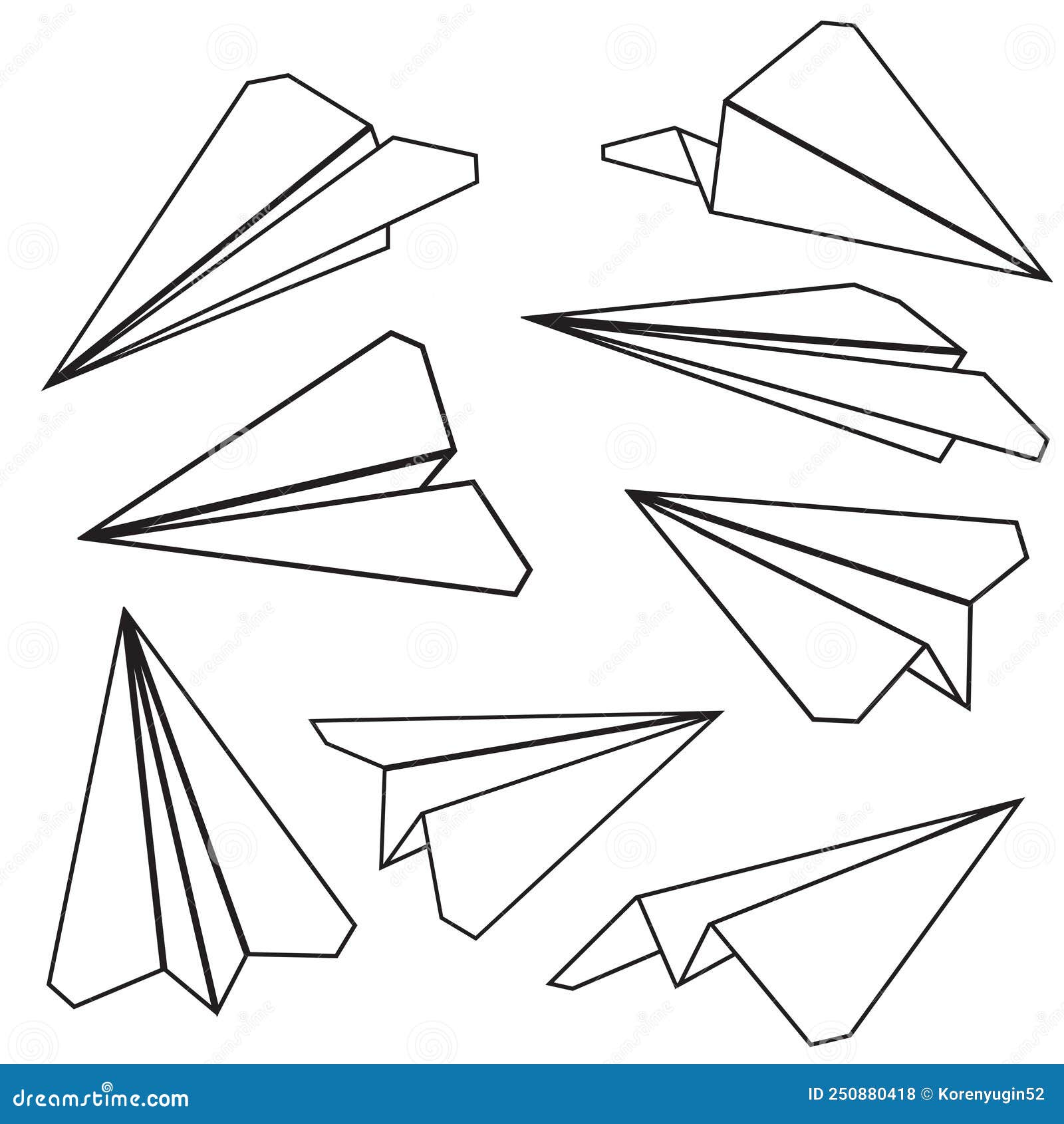 Paper Plane. Origami Airplane Set Stock Vector - Illustration of aircraft, pictogram: 250880418