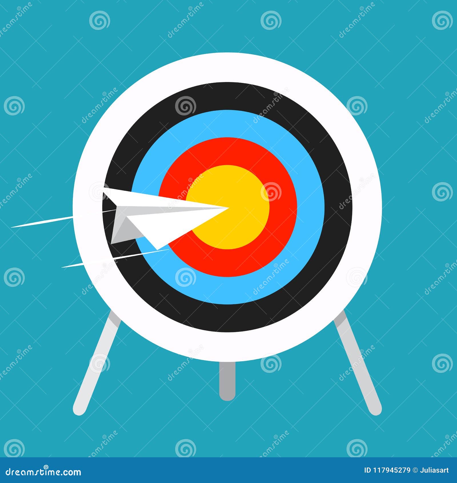 Paper Plane Over Cloud, Flat Design. Target Red and White. Vector Stock ...