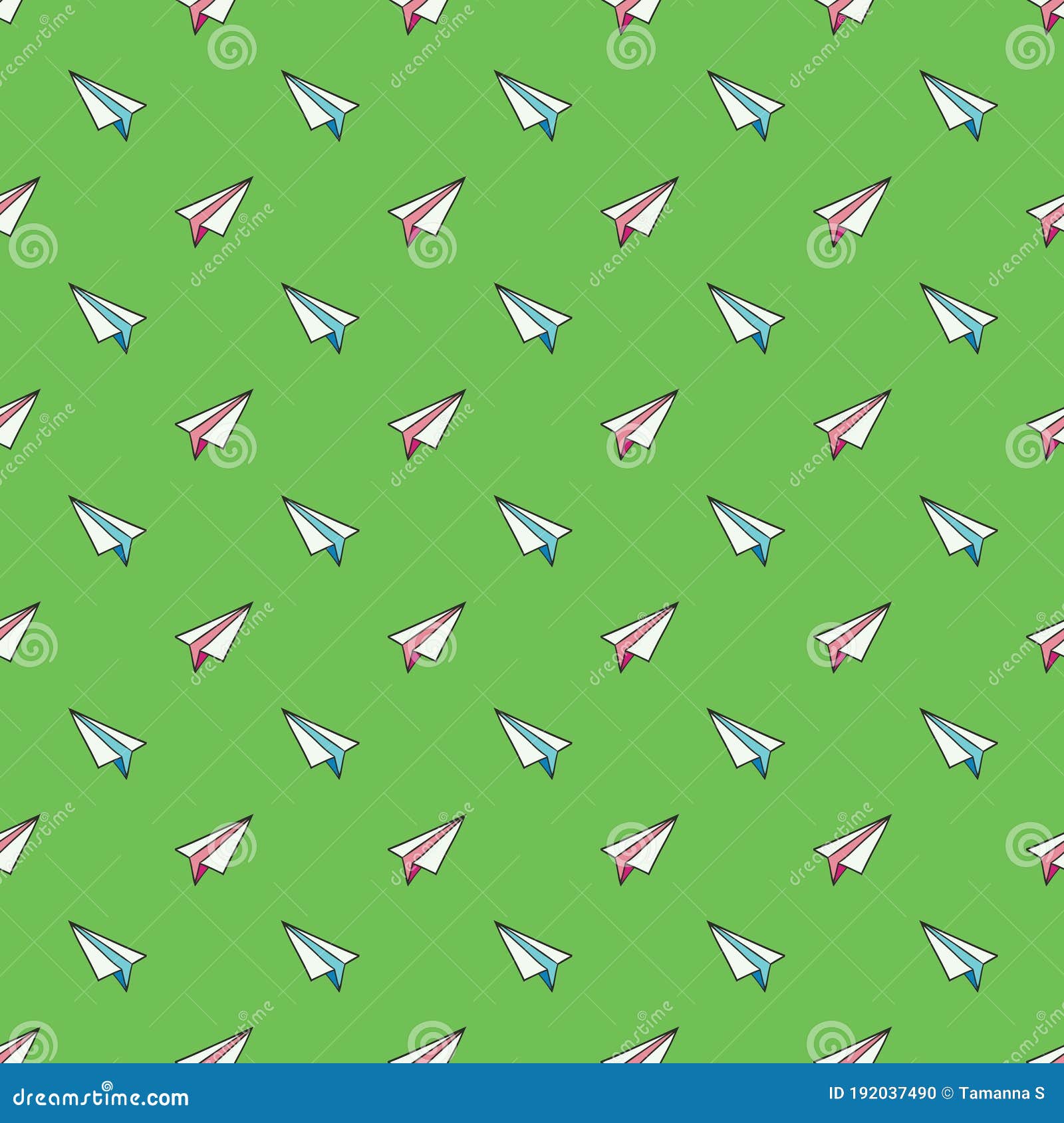 Paper Plane Pattern on Green Background. Stock Illustration ...