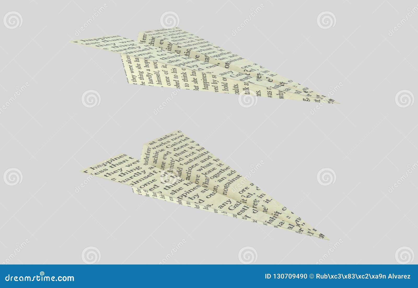 Paper Plane Printed. Words Aeroplane. 3d Illustration Stock ...