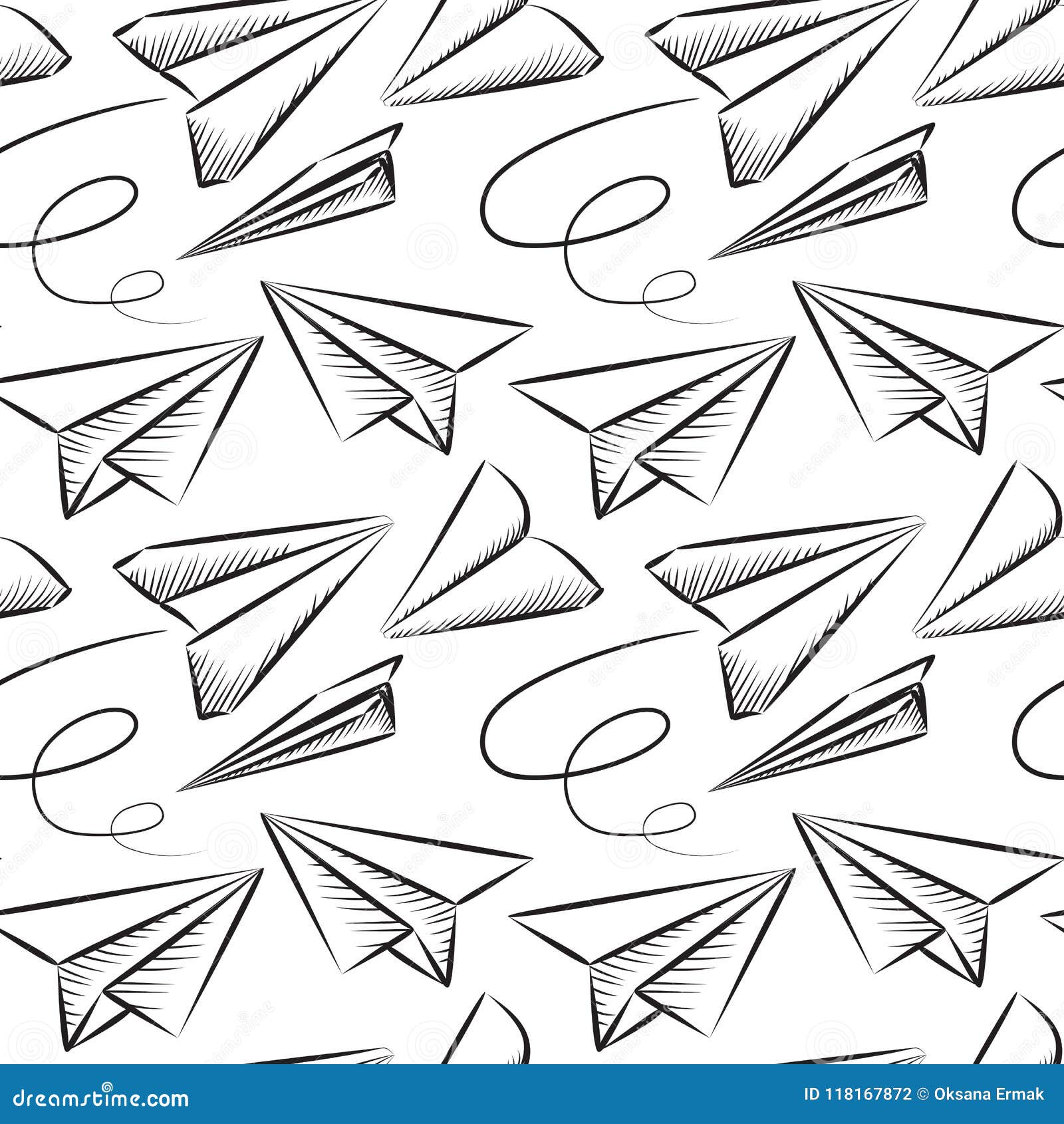 Paper Plane Seamless Pattern Stock Vector - Illustration of linear ...